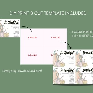 Fall Thank You Card Template, Fall Thank You Business Card Printable ...