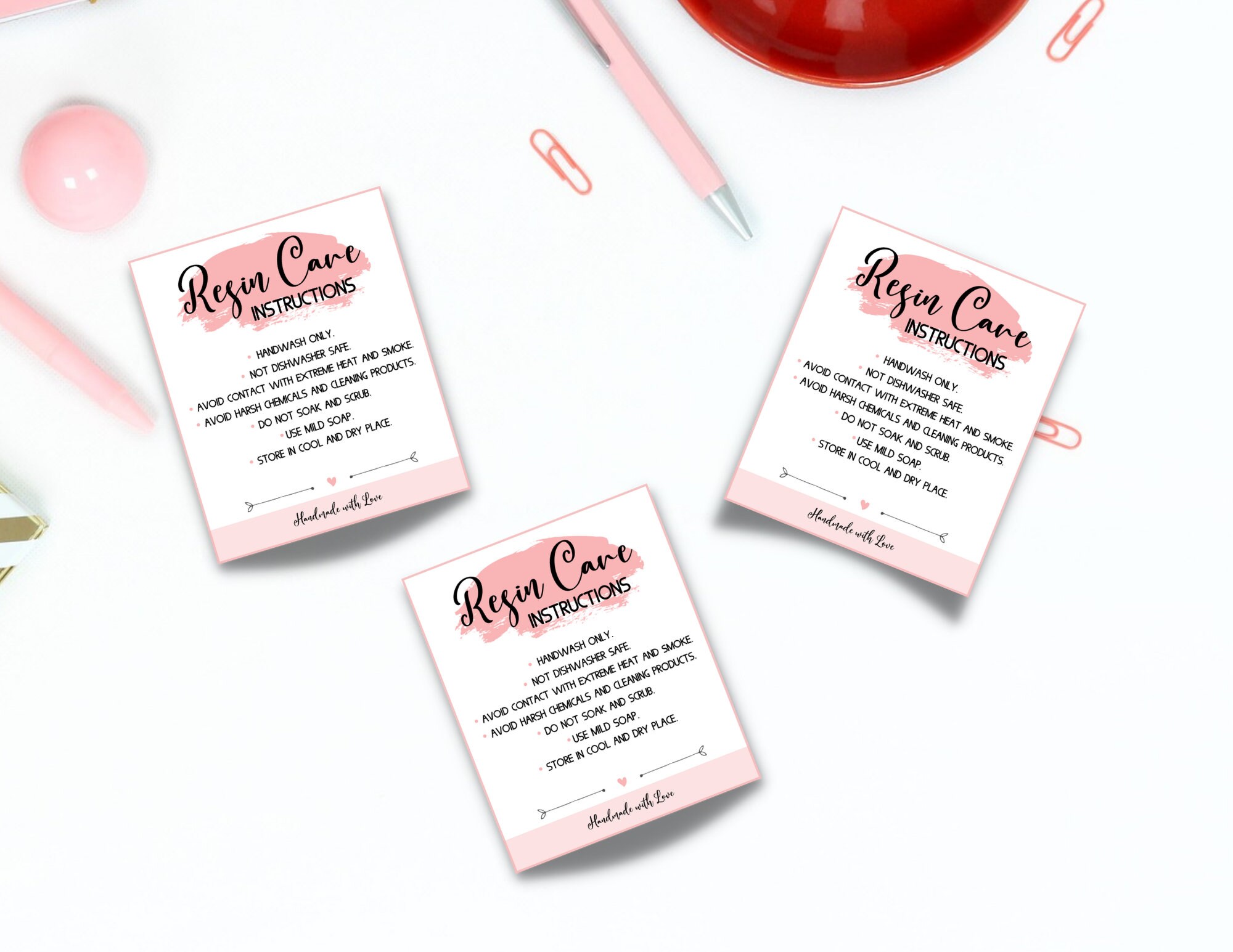 Ready to Print Resin Care Card, Instant Download, Small Business Care ...