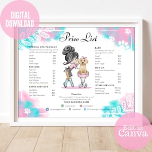 Pet Salon Grooming Price List Template, Dog Grooming Price List, Pet ...