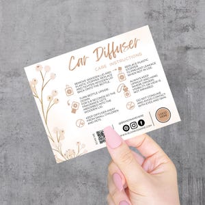 Car Diffuser Care Card, Small Business Care Instructions, Scent Care ...