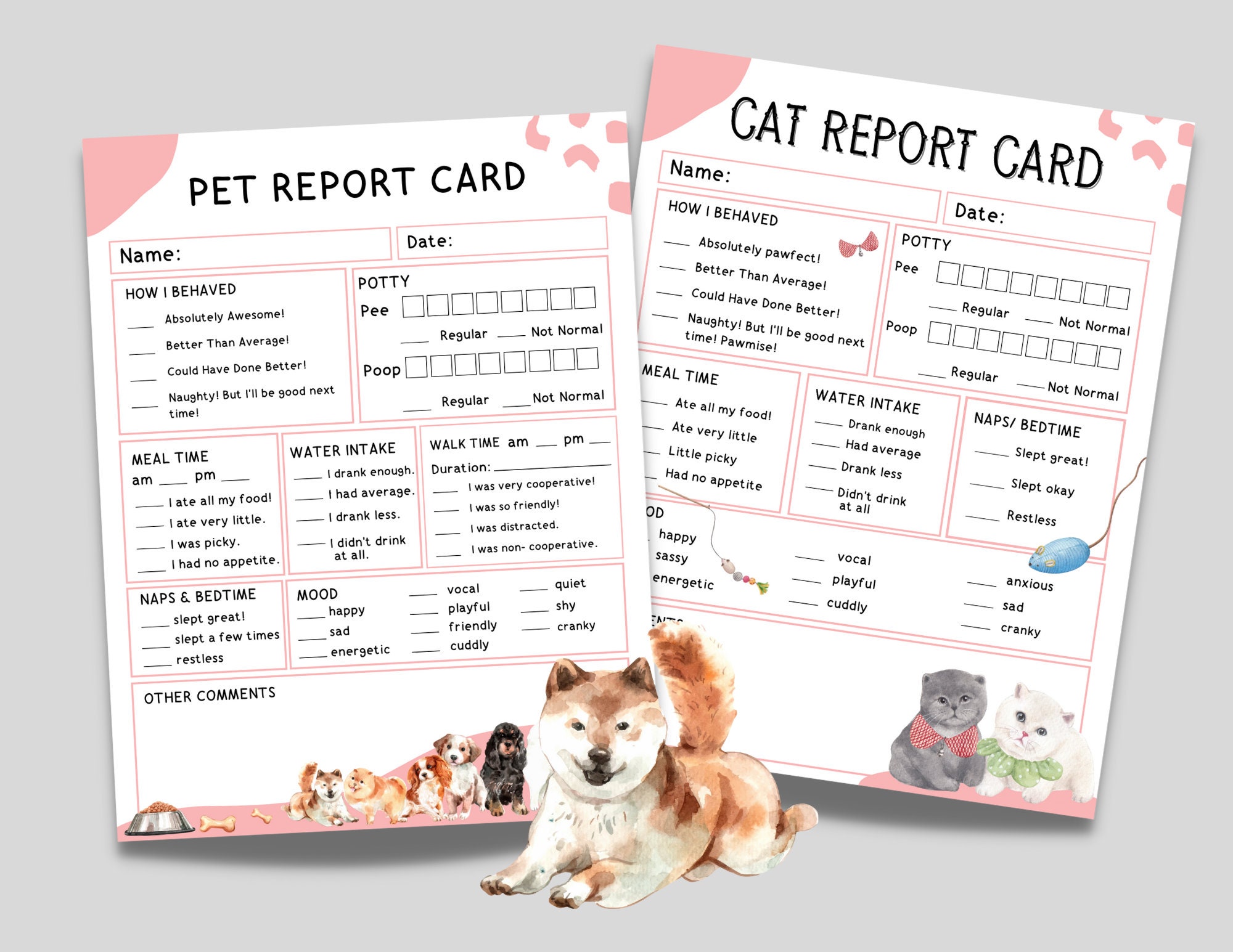 Grooming Report Card Dog Grooming Report Form Pet Spa Report - Etsy