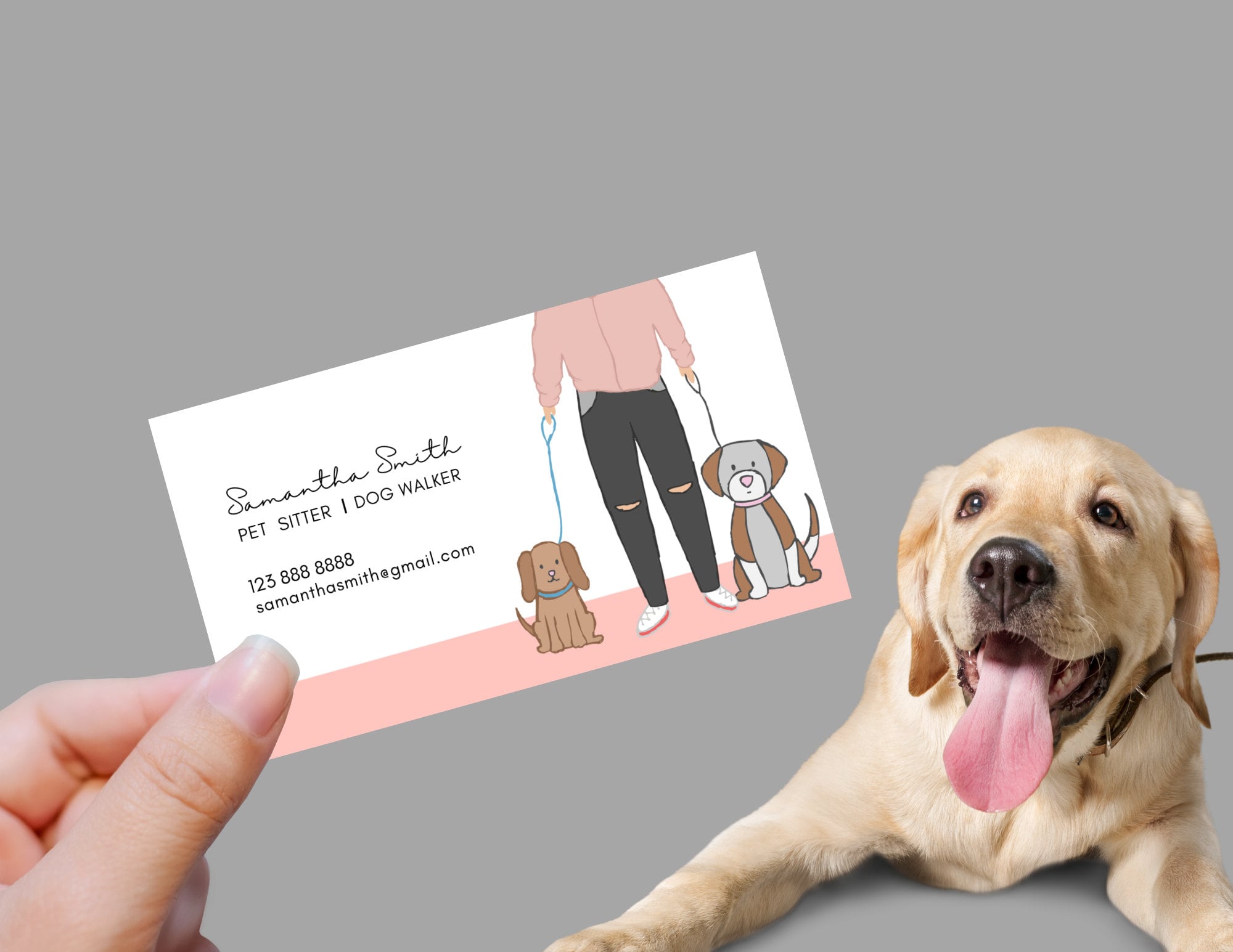 Dog Walking Business Card Template, Dog Walker, Editable Minimalist Pet ...