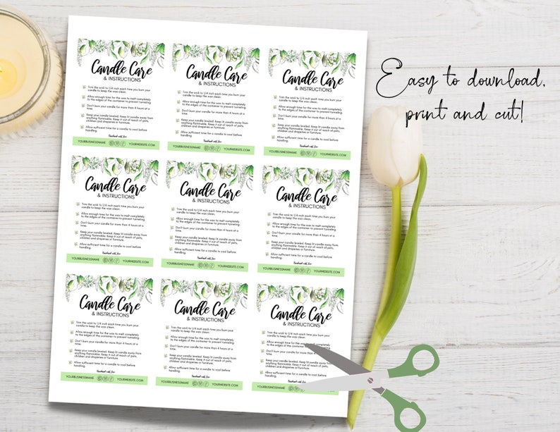 Candle Care Card Template Printable Candle Instruction Card - Etsy