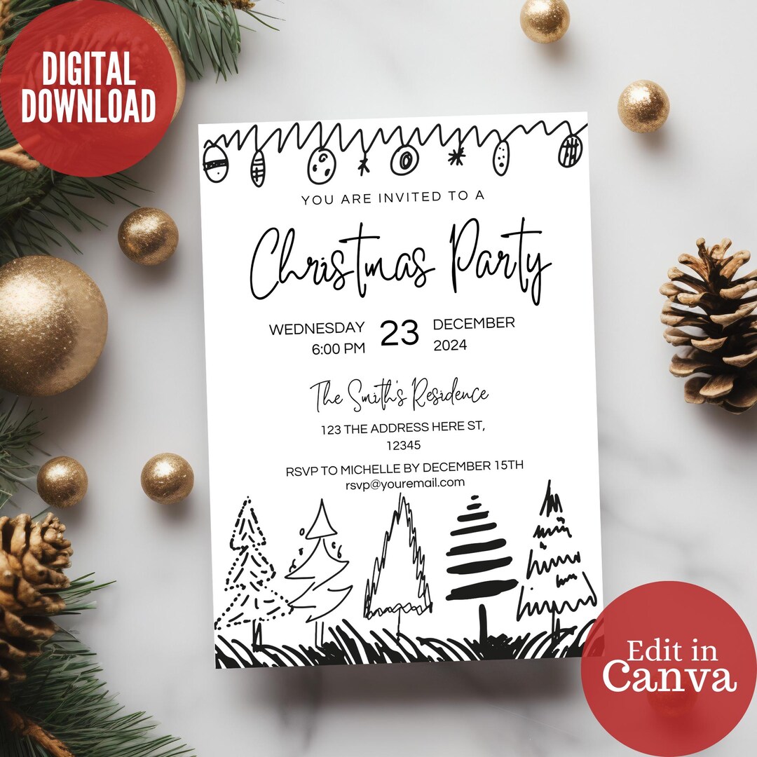 Editable Christmas Party Invitation Template (digital Download) - Etsy