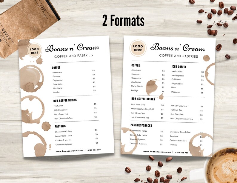 Coffee Menu Template Editable Coffee Price List Coffee Price - Etsy