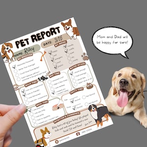 Dog Report Card Template, Editable Pet Report Card, Dog Walking Report ...