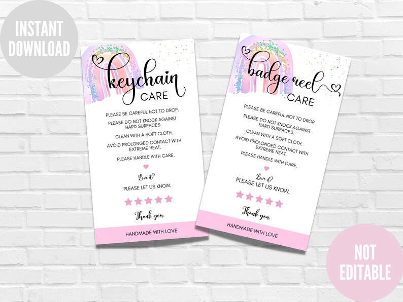 Keychain Care Cards Badge Reel Care Cards Ready to Print - Etsy