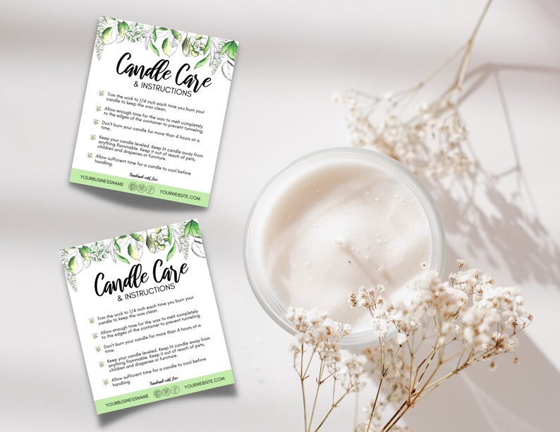 Candle Care Card Template Printable Candle Instruction Card - Etsy
