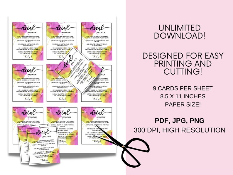 Vinyl Decal Application Card How to Apply Vinyl Decal - Etsy