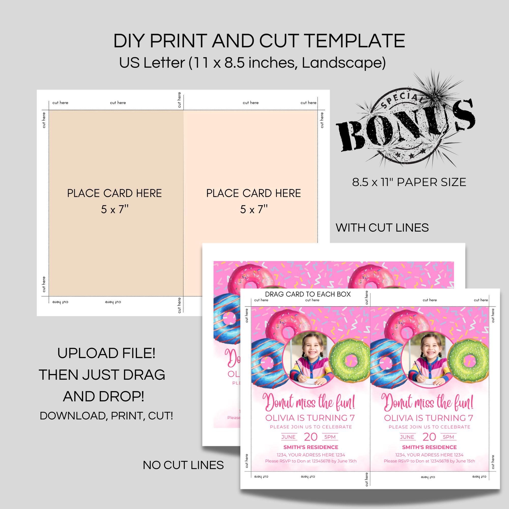 Editable Donut Birthday Invitation: Canva Template (5x7, Digital ...