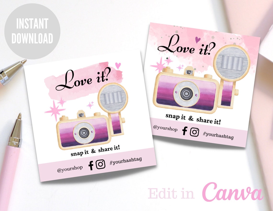 Editable Snap and Share Card Template Instant Download - Etsy