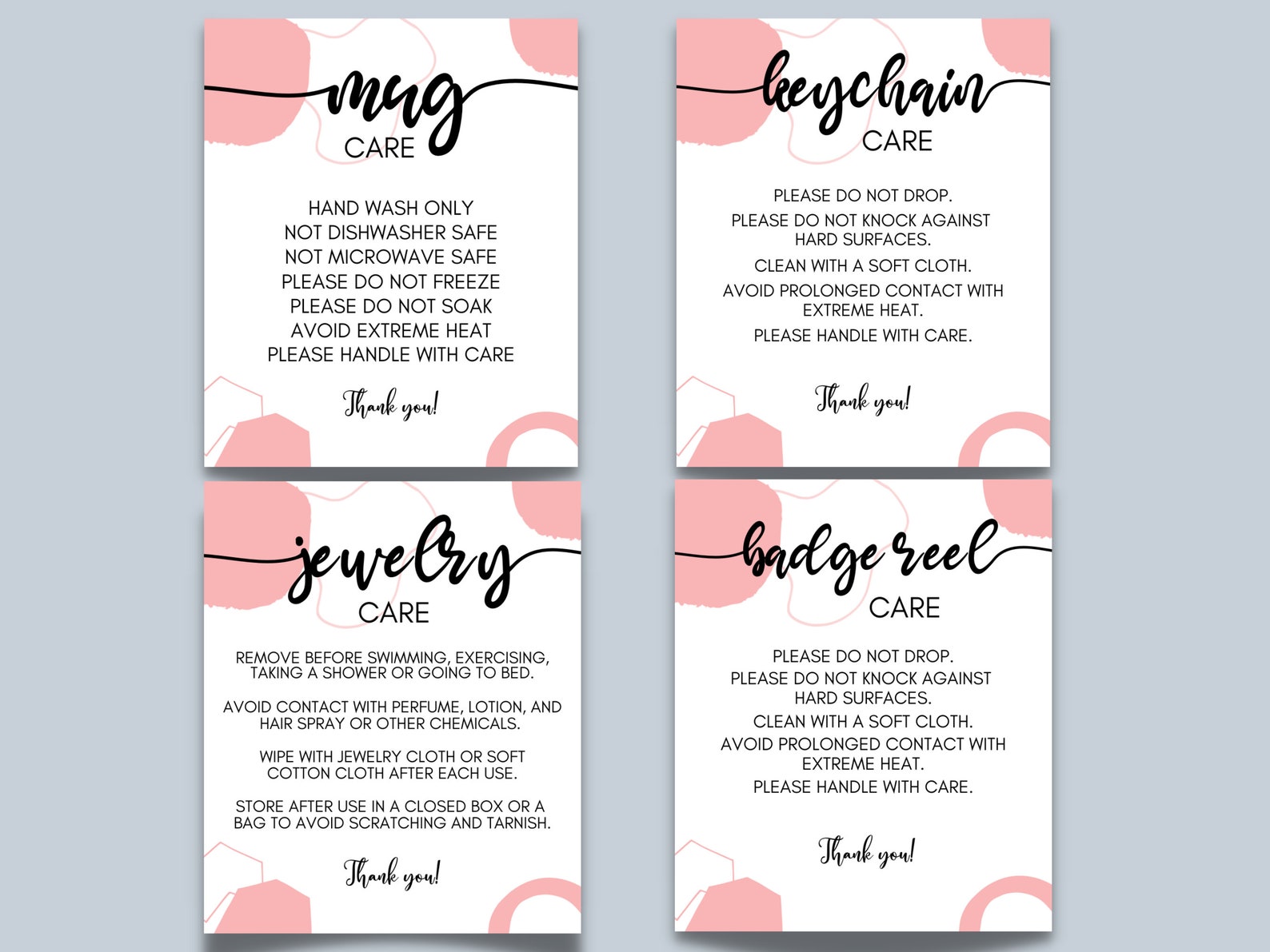 Printable Care Card Bundle: Small Business Instructions (PDF Download ...