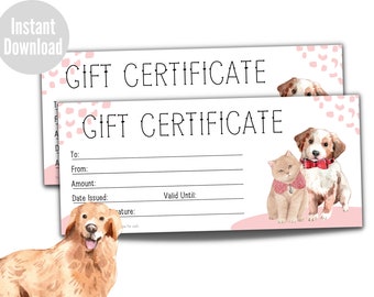 Pet Gift Certificate - Etsy