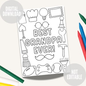 Father's Day Coloring Card, Gift for Dad, Instant Download, Grandpa Day ...