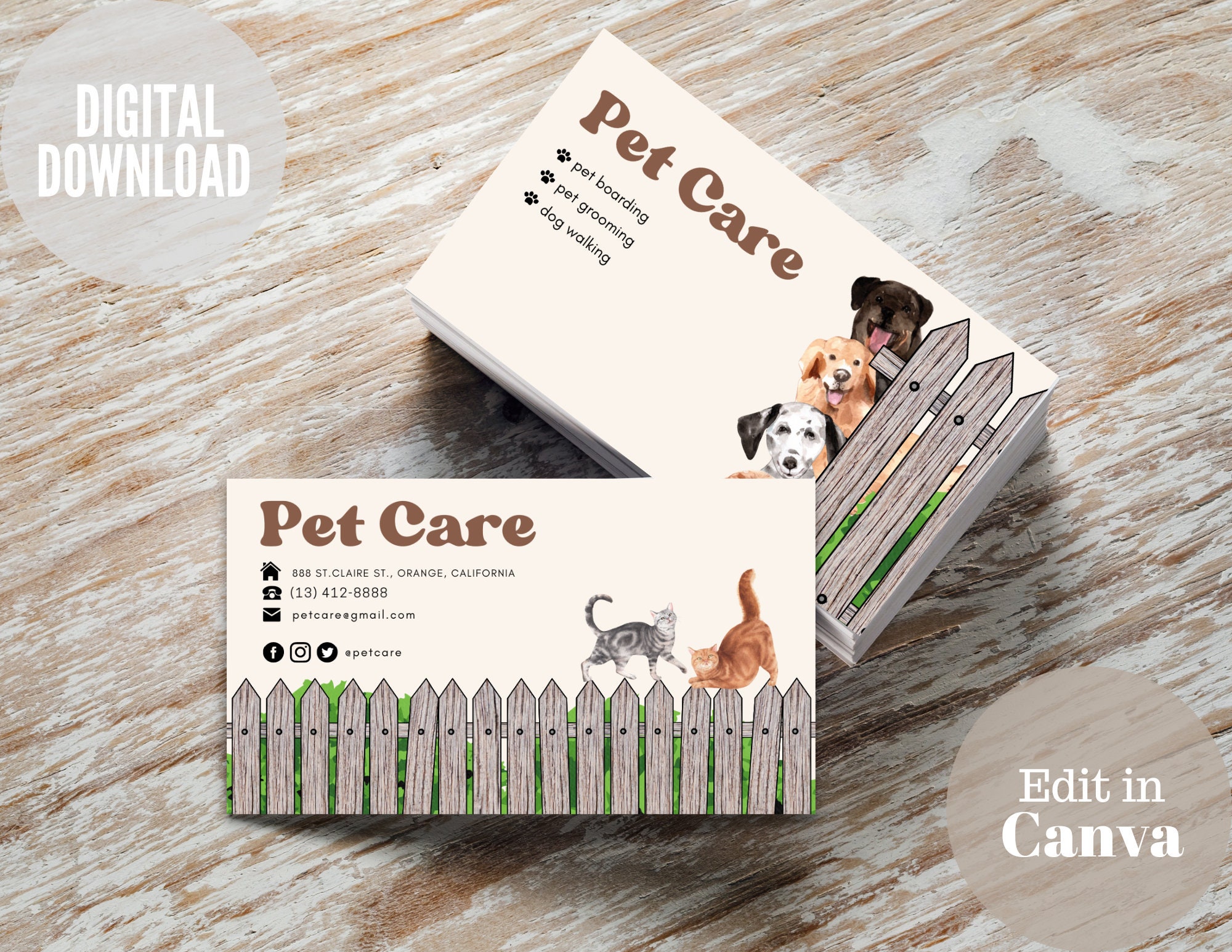 Pet Business Card Template Dog Walking Business Card Pet - Etsy