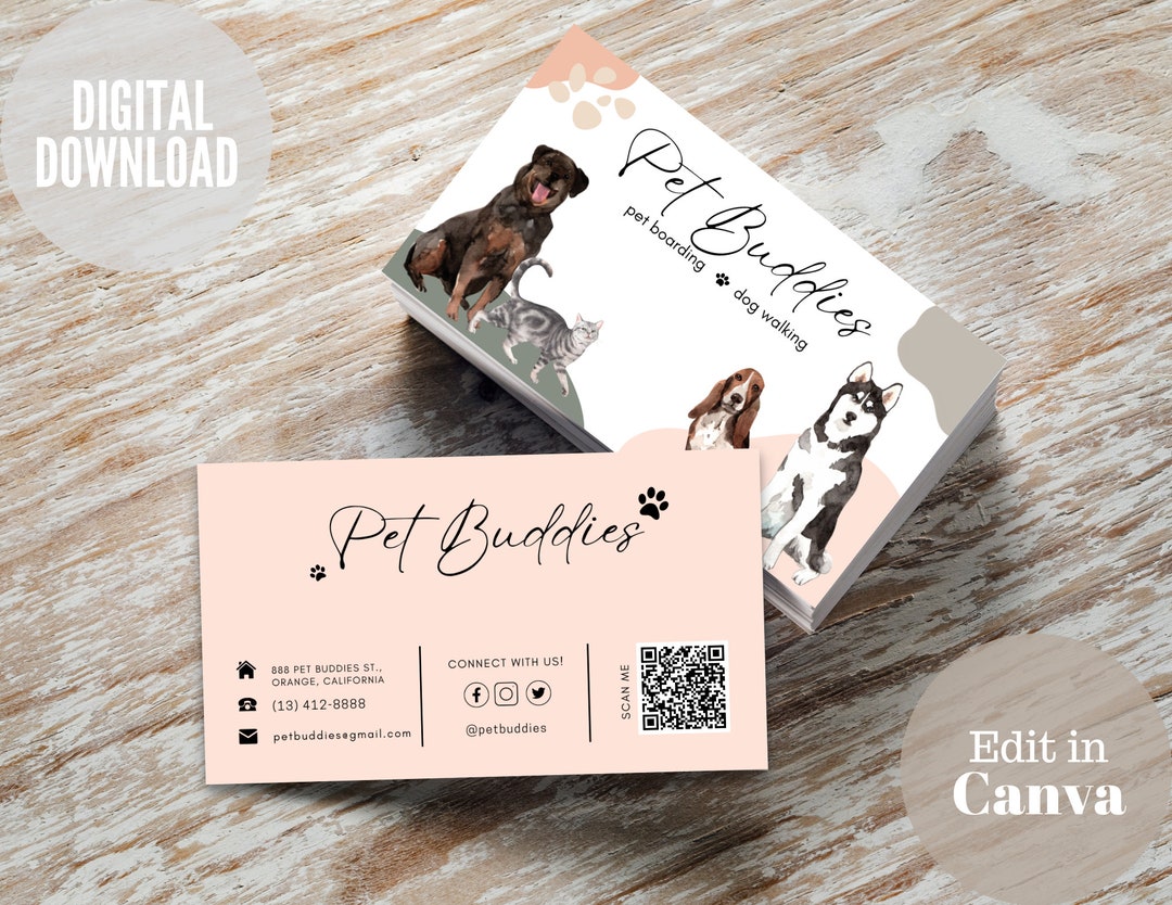 Pet Business Card Template, Dog Walking, Pet Care (digital Download) - Etsy