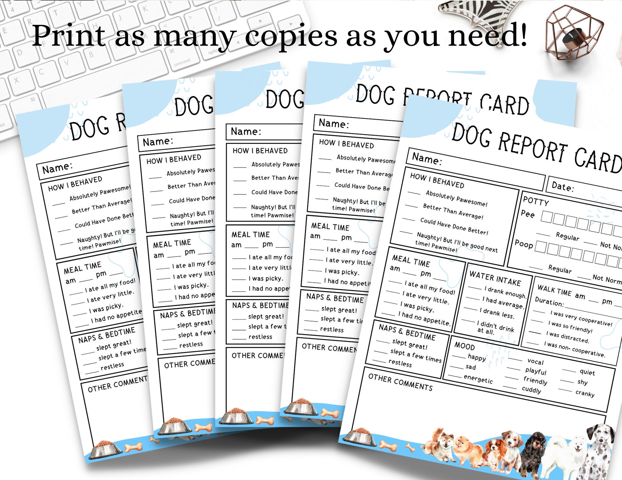 Dog Report Card, Pet Report Card, Pet Sitter Notes, Pet Business Bundle ...