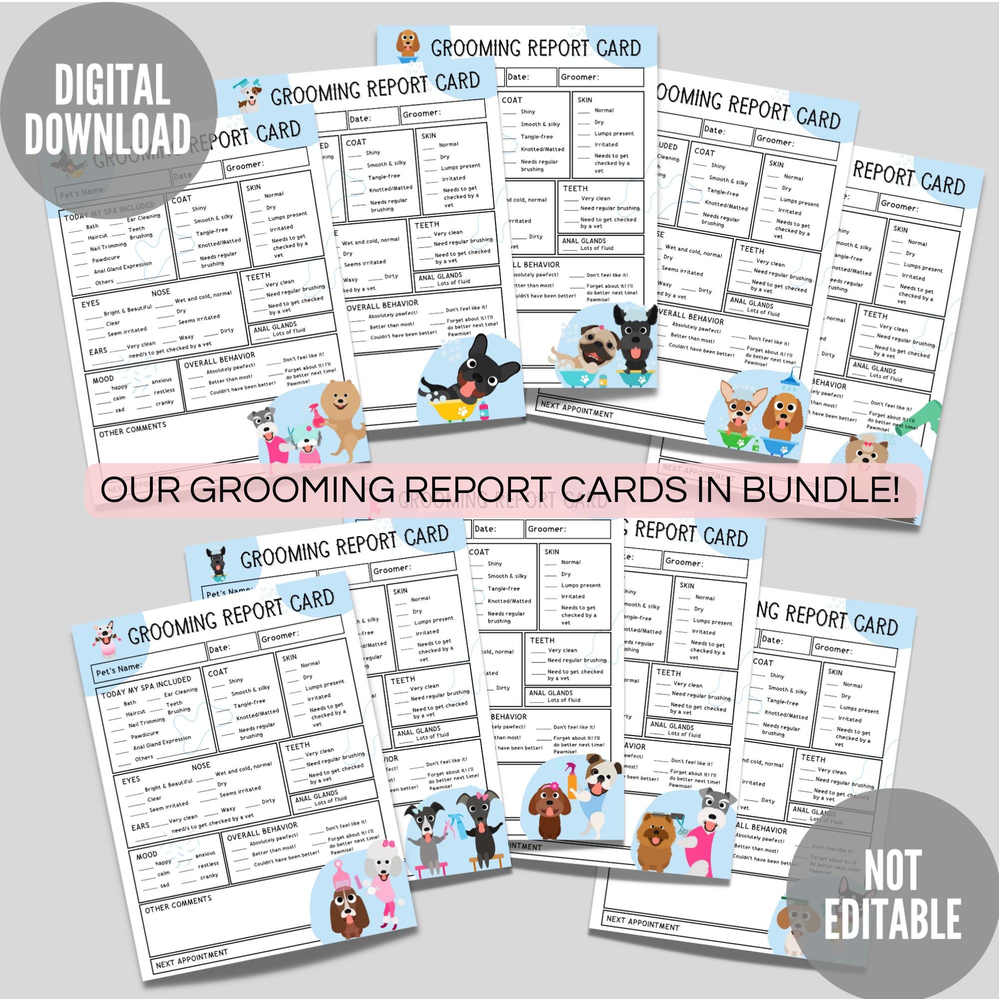Dog Grooming Report Card: Pet Spa Form (printable PDF) - Etsy