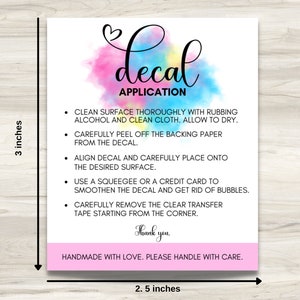 Decal Application Instructions Card, How to Apply Vinyl Decal ...