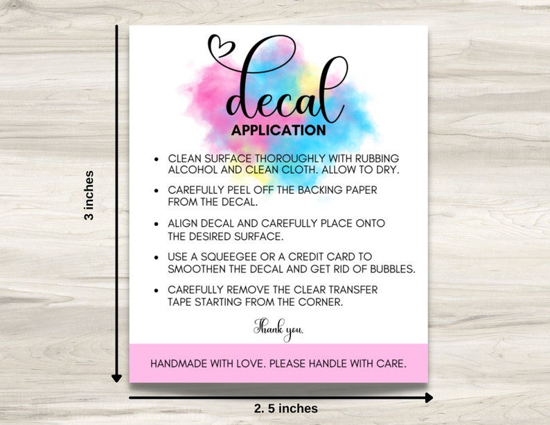 Decal Application Instructions Card, How to Apply Vinyl Decal ...