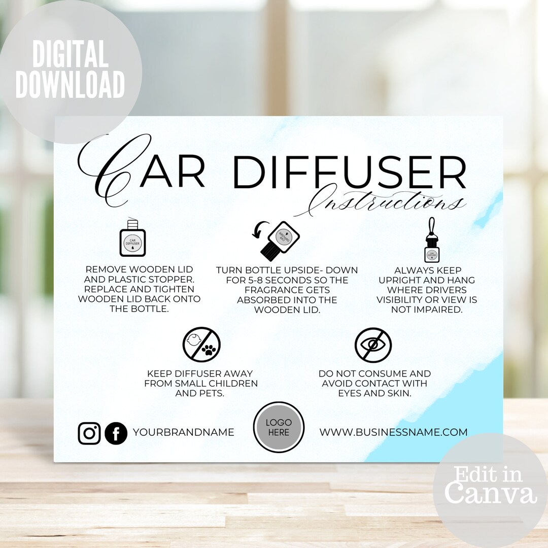 Car Diffuser Care Card: Scent Business Instructions (canva Template ...