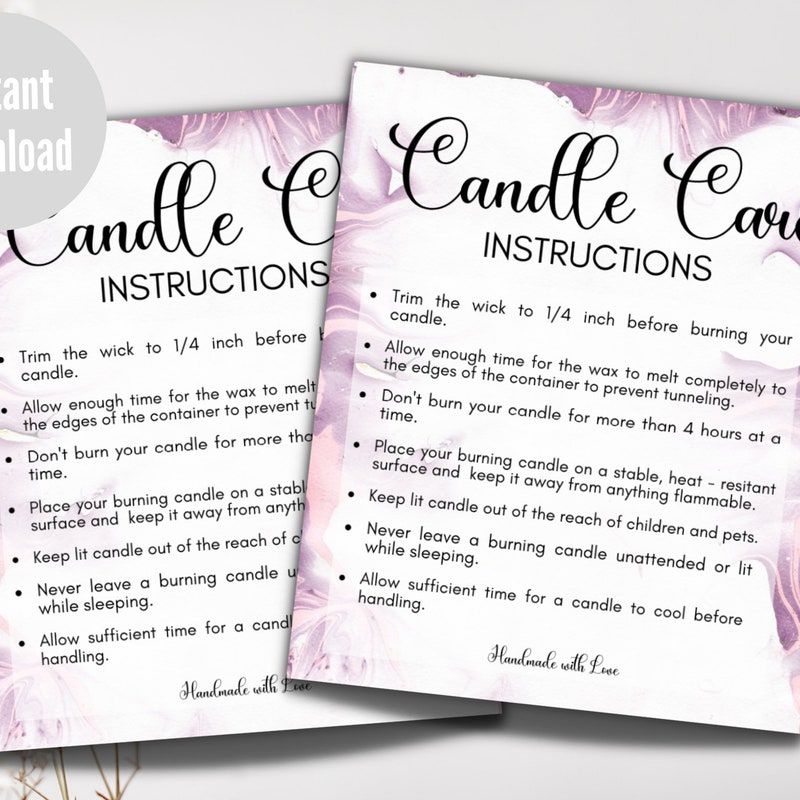 Candle Care Instructions - Etsy