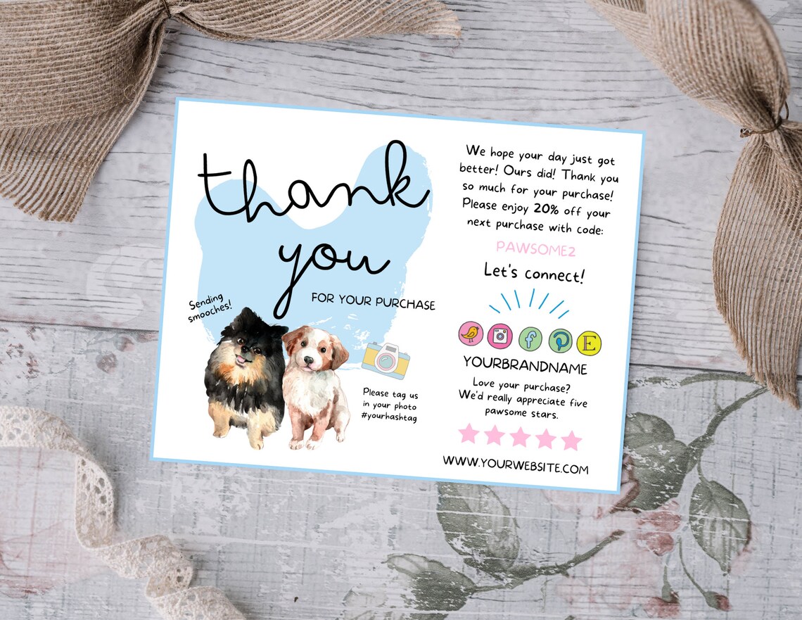 Pet Thank You Card Template Dog Thank You Card Pet Business - Etsy
