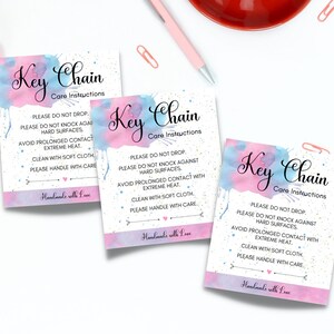 Key Chain Care Instructions Card: Printable Acrylic Resin Care (instant ...