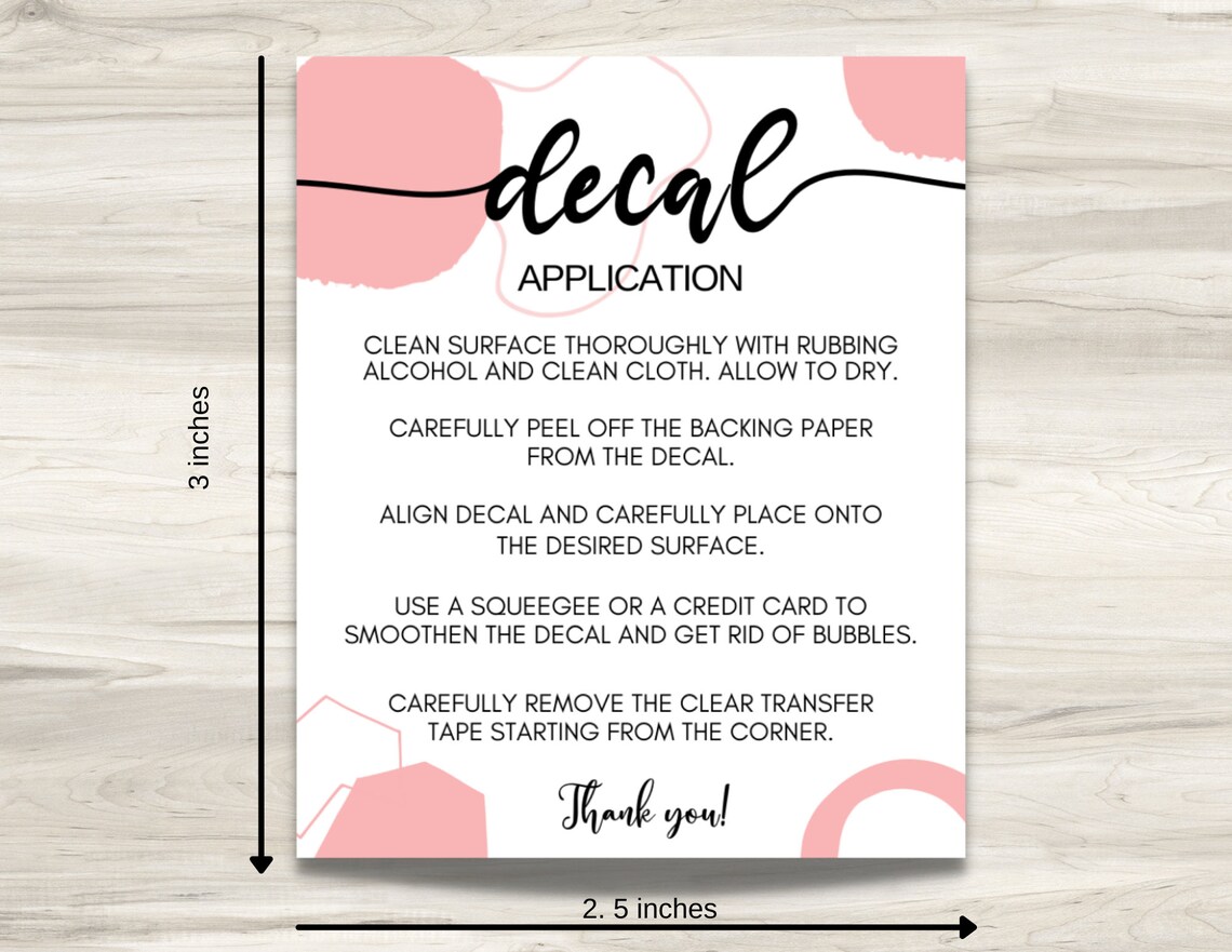 Decal Application Instructions Card How to Apply Vinyl Decal - Etsy
