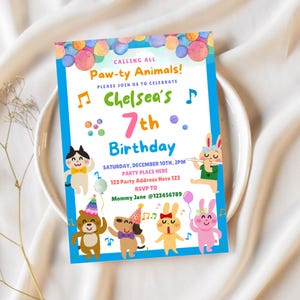 Party Animals Birthday Invitation: Editable Canva Template (digital ...