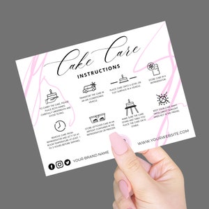 Cake Care Card, Care Instructions Template, Printable Cake Guide ...