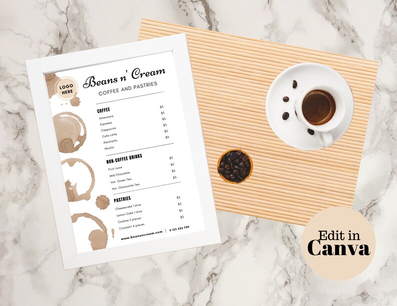 Coffee Menu Template Editable Coffee Price List Coffee Price - Etsy