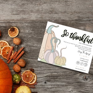 Fall Thank You Card Template, Fall Thank You Business Card Printable ...