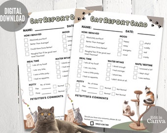 Kitty Day Care Report Card - Etsy