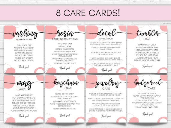 Care Card Bundle Printable Instructions Cards for Small - Etsy