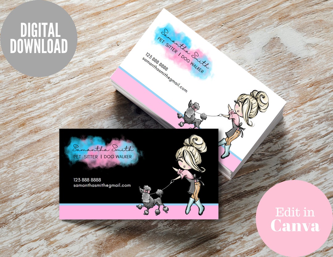 Dog Walking Business Card Template, Dog Walker Card, Pet Sitting ...