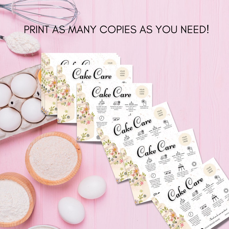 Cake Care Card Care Instructions Template Printable Cake - Etsy