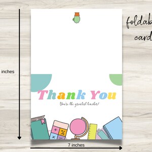 Printable Thank You Teacher Card: Foldable Appreciation Gift (digital ...