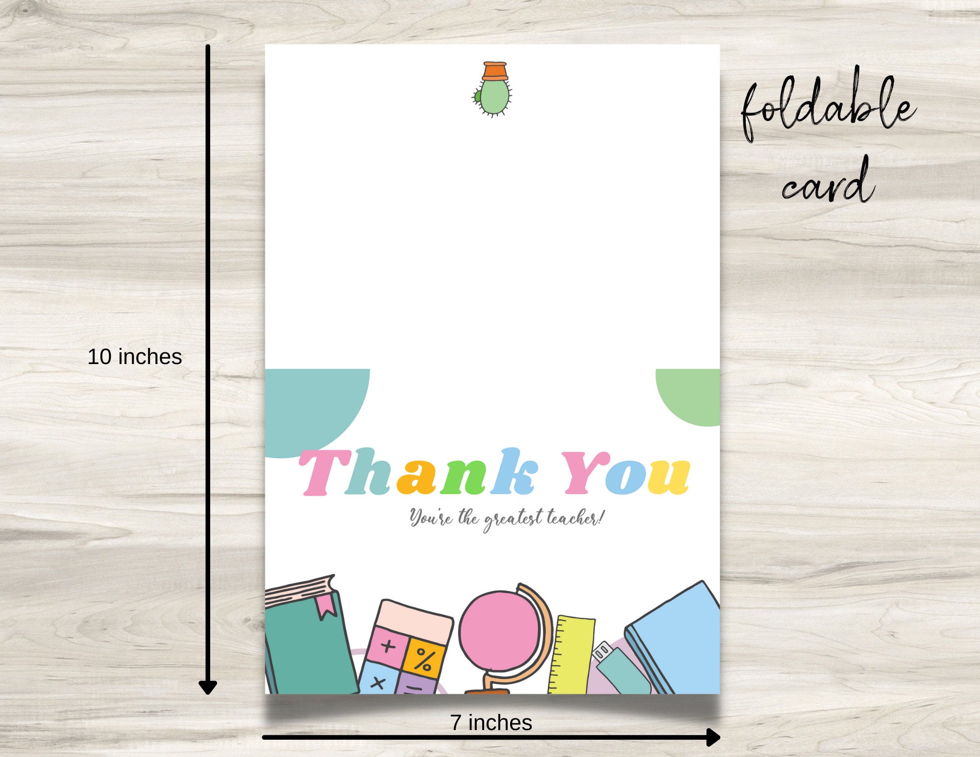 Printable Thank You Teacher Card: Foldable Appreciation Gift (digital ...
