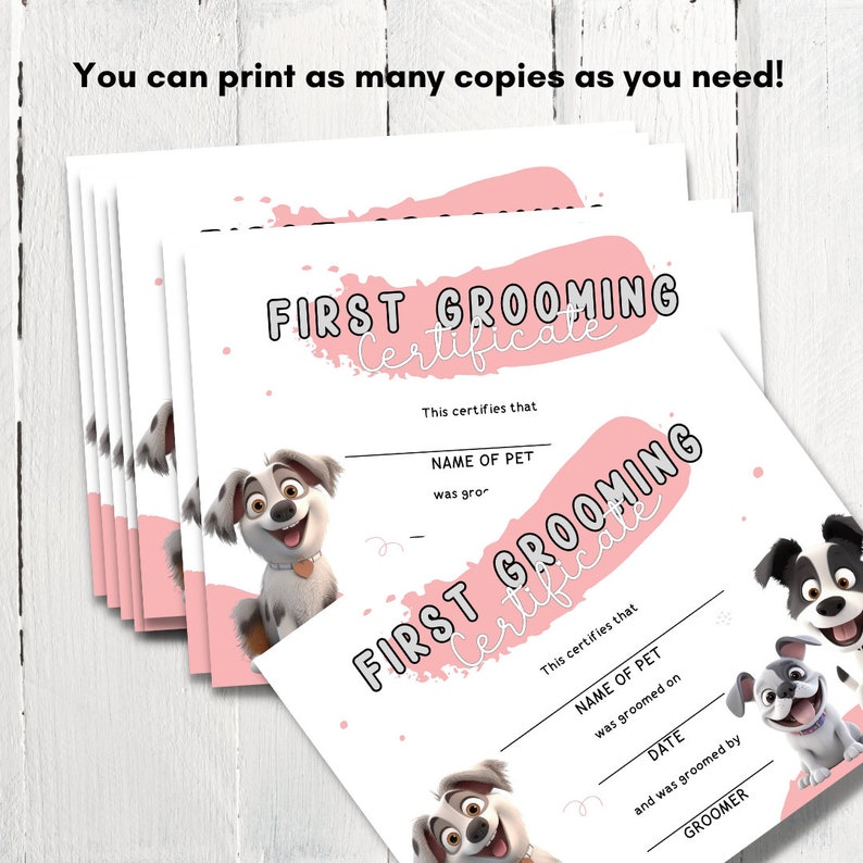 Puppy First Grooming Certificate: Printable Keepsake (digital Download ...