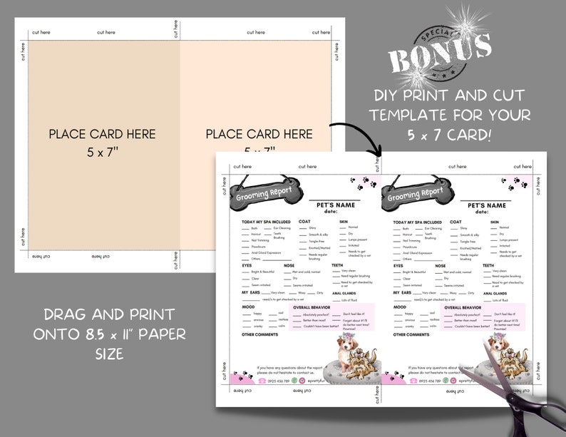 Dog Grooming Report Card Template: Pet Salon Form (digital Download) - Etsy