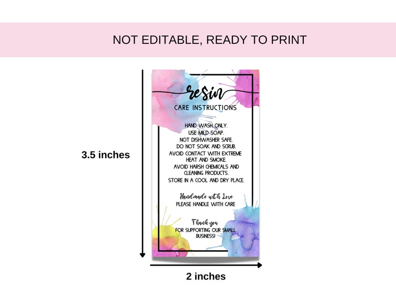 Printable Care Instructions Cards in Bundle Care - Etsy