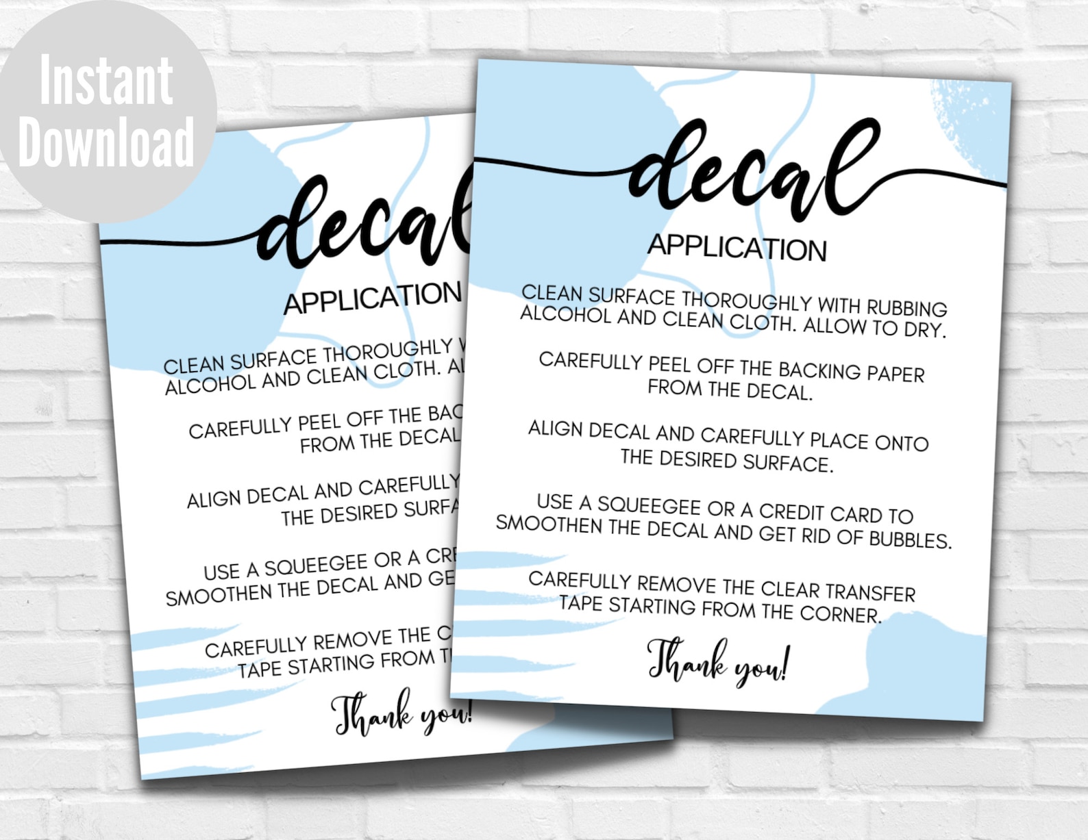 Decal Application Instructions Card, How to Apply Vinyl Decal ...
