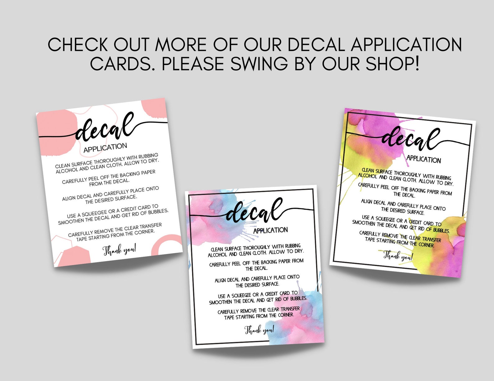 Decal Application Instructions Card, How to Apply Vinyl Decal ...