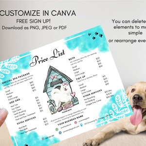 Pet Grooming Price List, Dog Grooming Price List Template, Pet Groomer ...
