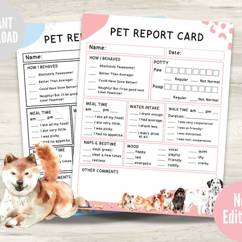 Pet Sitting Log Pet Business Form Dog Walking Form Dog - Etsy