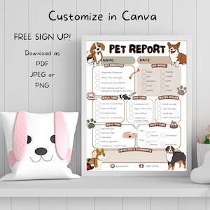 Dog Report Card Template, Editable Pet Report Card, Dog Walking Report ...