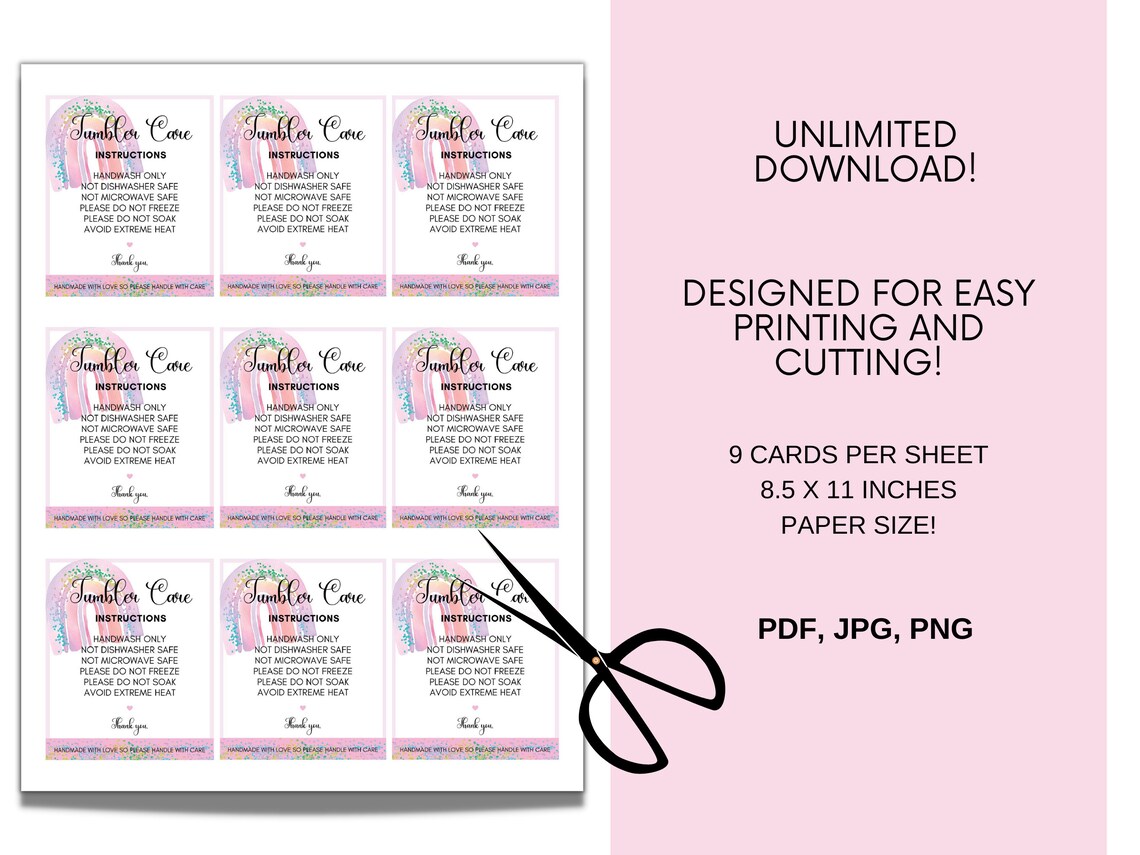 Care Card Bundle Printable Care Instructions Cards for Small - Etsy