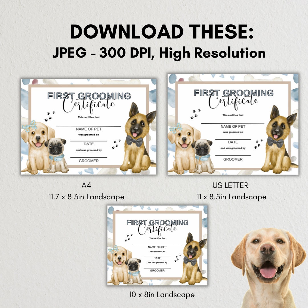Puppy First Grooming Certificate: Keepsake Gift (digital Download) - Etsy