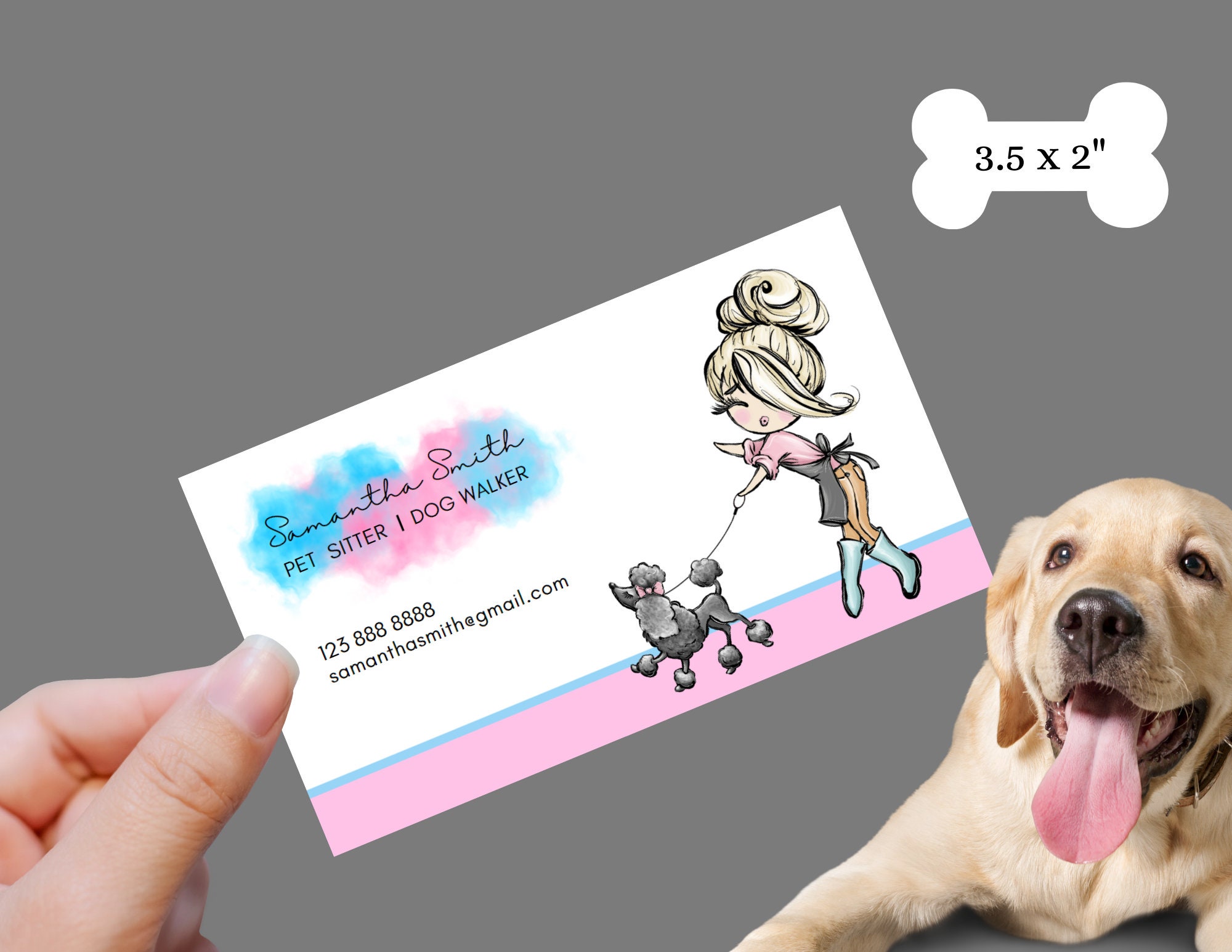 Dog Walking Business Card Template, Dog Walker Card, Pet Sitting ...